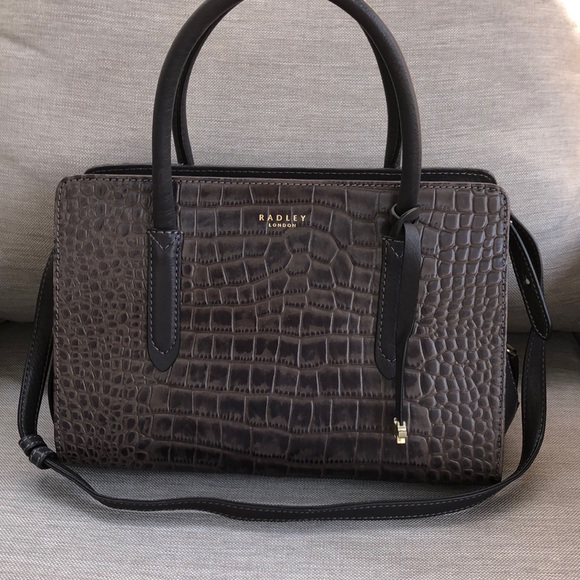 RADLEY LONDON | Bags | Radley London Grey Croc Embossed Satchel With ...